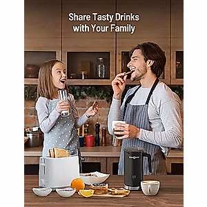 Milk Frother and Steamer, Paris Rhône Electric Milk Frother 300ML, 4 in 1 Hot & Cold Foam Maker for Latte, Cappuccino, Coffee, Hot Milk, Macchiato, Milk Warmer, BLack