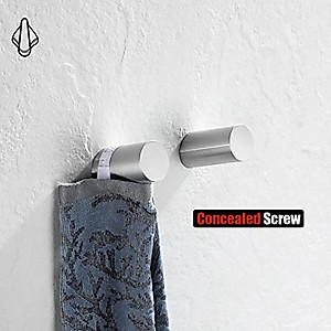 JQK Bathroom Towel Hook Brushed, Coat Robe Clothes Bath Wall Hooks for Kitchen Garage SUS 304 Stainless Steel, 4 Pack Brushed Steel, TH600-BN-P4