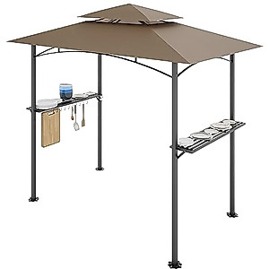 8 x 5 FT Grill Gazebo Grill Canopy Double Tiered BBQ Gazebo Outdoor BBQ Canopy, Canopies for Outside Canopies, Gazebos & Pergolas