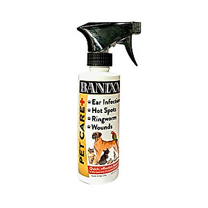 Banixx Pet Care 8oz for Ear Infections, Hot Spots, Itchy Dry Skin, Ringworm, Yeast Infections. Safe Around The Eye.