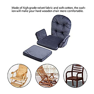 Yosoo Rocker Replacement Cushions, Rocking Chair Cushion Set with Soft Velvet Cotton Chair Cushion and Stool Pad Set Warm Cover for Home Office (Gray)