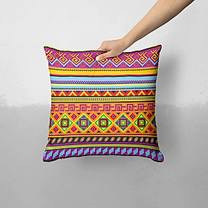 iiRov Vector Gold & Purple Aztec Pattern V32 - Custom Decorative Home Decor Indoor or Outdoor Throw Pillow Cover for Sofa, Bed or Couch Cushion (Pillow CASE Cover ONLY)