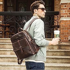 Travel Laptop Backpack, Laptop Backpack for Women Men,Genuine Leather Business Anti Theft Durable Laptops Backpack Water Resistant College School Fits 13 Inch Laptop and Notebook