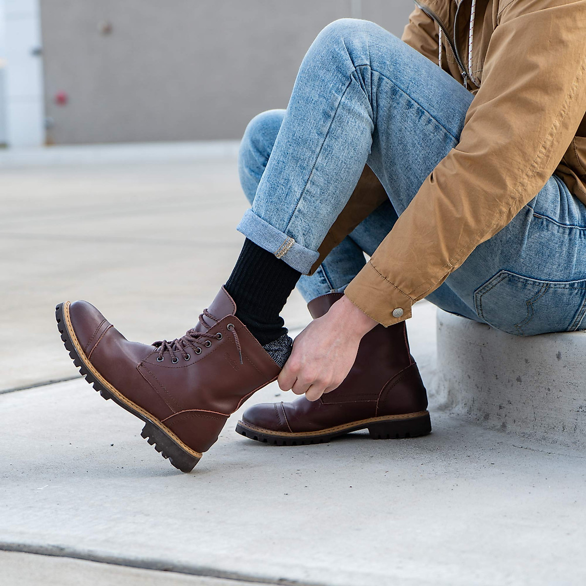 HOT FEET Men's Socks, Cotton Crew Socks for Men, Cushioned Boot Socks for Men, Work Socks for Men, Moisture Wicking Socks Men - Size 10-13, 10 Pairs, Black