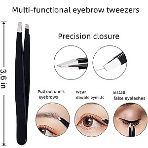 XUJINCN3-in-1 Eyebrow Scissors Kit，Eye Brow Cutter for Women，Eyebrow Grooming kit Specially Designed for Women，Include；Eyebrow Scissors with Comb, Hair Removal Tweezers, Facial Eyebrow Razor（Black)
