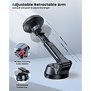 APPS2Car for MagSafe Car Charger Mount, 15W Wireless Car Charger Magnetic Car Phone Holder Mount Charger Dashboard Windshield Vent for iPhone 15/14/13/12 Series, Fast Charging, 17 Strong Magnets