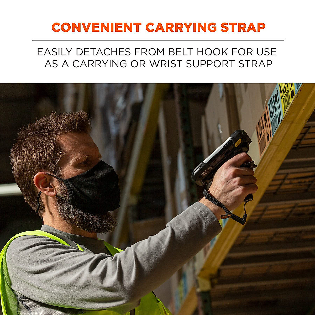 Ergodyne Squids 3136 Barcode Scanner Adaptor Straps, Carrying Strap for Bar Code Scanners, 10- Pack, Black