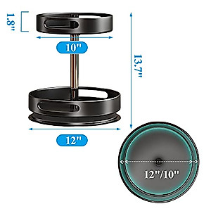 Lazy Susans Organizer 2 Tier Metal Steel, Turntable Height Adjustable, SAYZH Rotating Spice Racks for Pantry Cabinet Cupboard Table, 12 inch, Black
