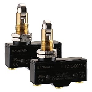 Baomain 2PCS General Purpose Basic Switch Z-15GQ21-B3(LZ15-GQ21-B), Panel Mount Cross Roller Plunger, Medium OP, Screw Terminal, 0.5mm Contact Gap, 15A Rated Current UL CE Listed