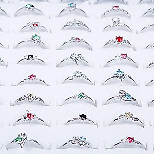 Woman Wholesale Lots 30pcs Rhinestone Assorted Silver Plated Ring