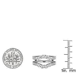 Dazzlingrock Collection 0.85 Carat (Ctw) 10K Round White Diamond Ladies Wedding Double Ring, White Gold, Size 6