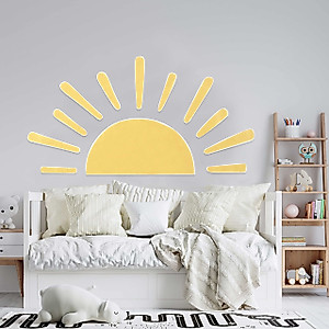 Large Half Sun Wall Decal - Children's Baby Boys Girls Nursery Decor, Kids Room Wall Art, Removable Sunburst Wall Stickers (Sun Wall Decor)