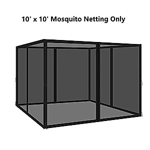 SunCula Replacement Universal Gazebo Netting 4 Panels with Zipper for Garden Patio Yard, ONLY Netting(10'x10', Black)