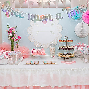 Once Upon A Time Banner - Princess 1st Birthday Sign, Holographic Sign Garlands for Bridal Shower, Wedding Engagement, Birthday, Bachelorette Party Decoration Supplies