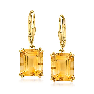 Ross-Simons 16.00 ct. t.w. Citrine Drop Earrings in 18kt Gold Over Sterling