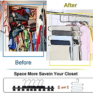 devesanter Pants Hangers Space Save Non-Slip 4 Pack S-Shape Trousers Hangers Stainless Steel Clothes Hangers Closet Storage Organizer for Pants Jeans Scarf Hanging Green
