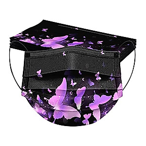 Aqestyerly 50PC Disposable Face_Masks for Adult Butterfly Printed Design 3 Ply Breathable Full Protection Light Weight Fashion Women Men (Mix 29, 50pc)