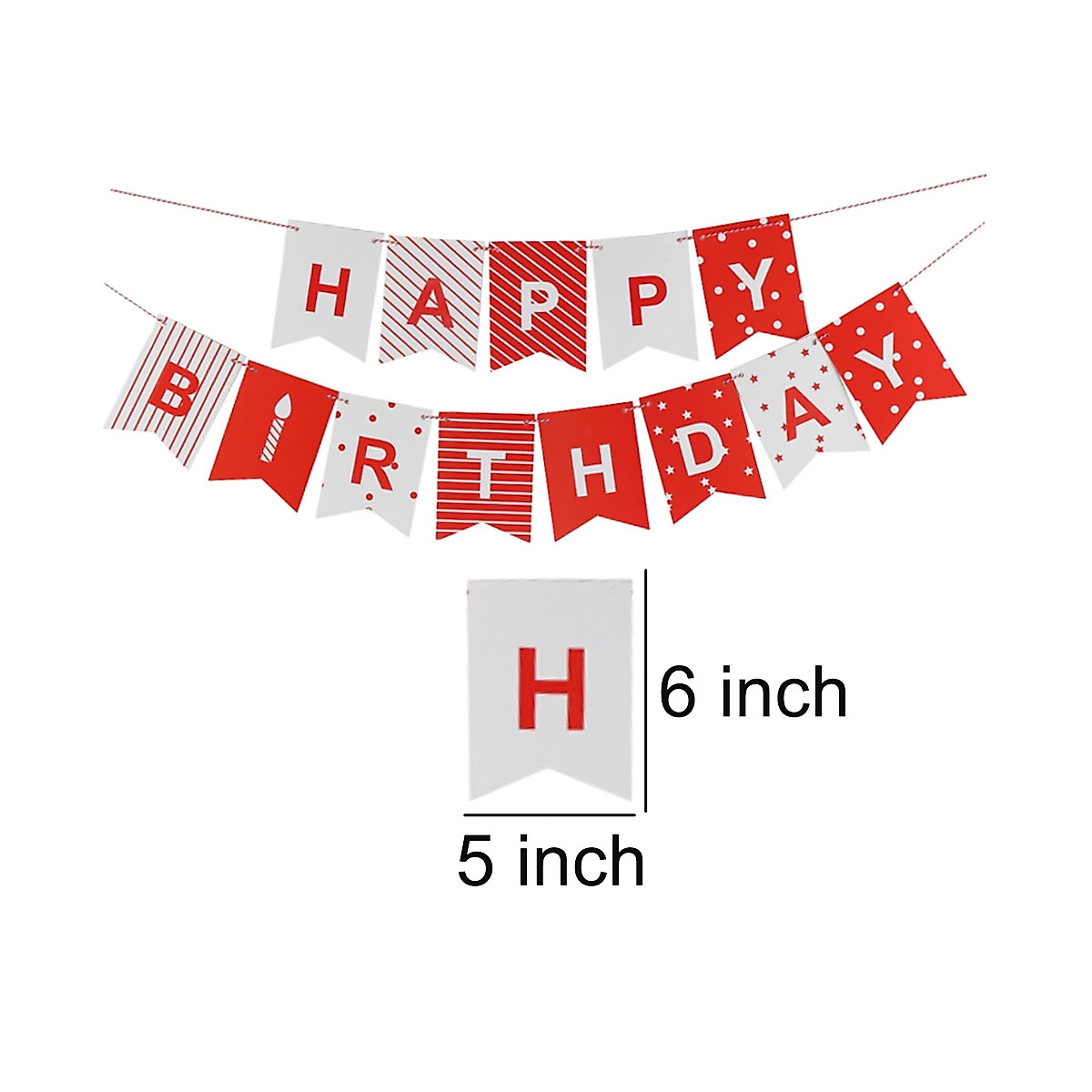 Birthday Banner Red White Happy Birthday Party Decorations Birthday Supplies