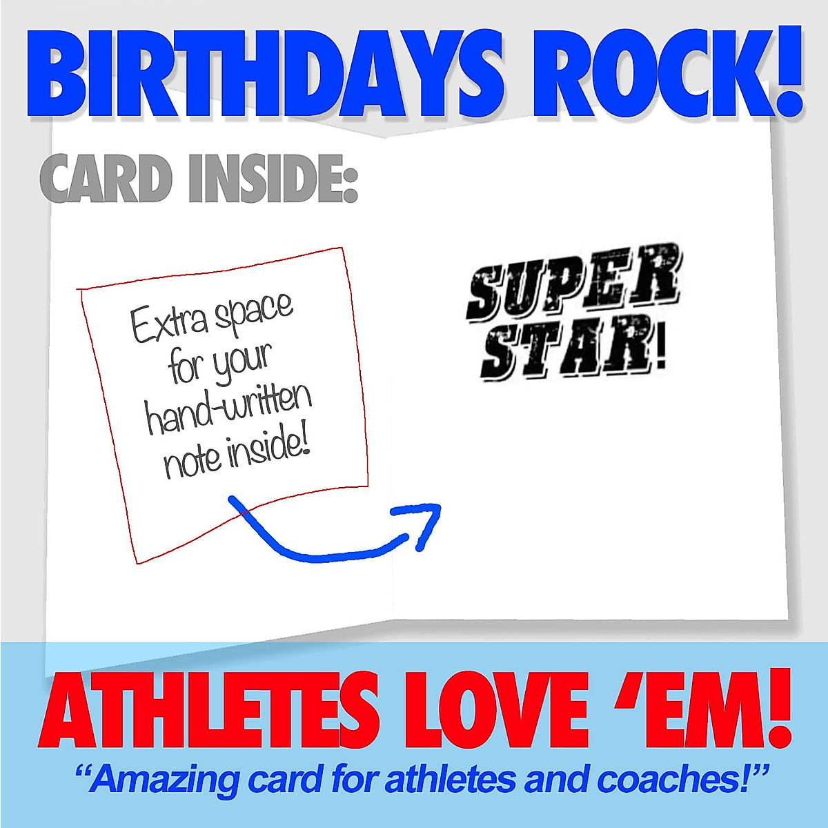 Play Strong Lacrosse Birthday Card 1-Pack (5x7) Super Star Illustrated Sports Birthday Cards Greeting Cards- Awesome for Lacrosse Players, Coaches and Fans Birthdays, Gifts and Parties!