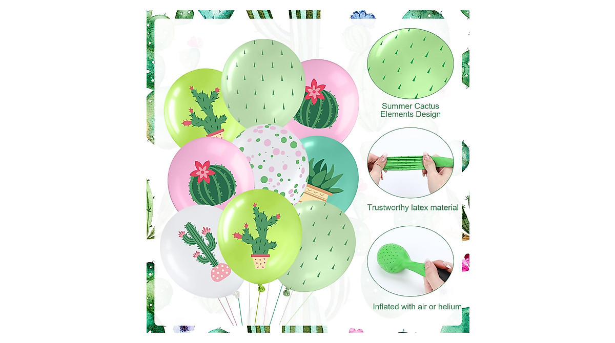 Tiamon 40 Pcs Cactus Balloons for Tropical Parties
