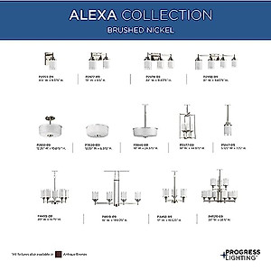 Progress Lighting P4459-09 Alexa Chandeliers, 20-Inch Diameter x 19-13/16-Inch Height, Nickel