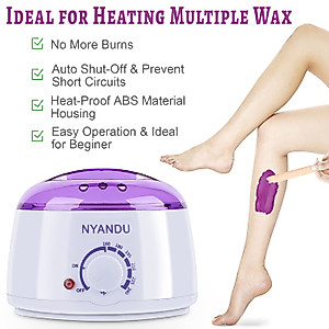 Waxing Kit for Women Men, NYANDU Wax Warmer for Hair Removal, 17.6 oz Wax Beads (5 Packs), Hard Wax Kit for Coarse Hair Facial Eyebrow Legs Armpit Bikini Brazilian, Professional Home Wax Machine