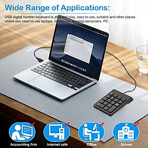 USB Numeric Keypad Numpad Portable Slim Mini 10 Key Number Pad Keyboard for Laptop Desktop Computer PC, Compatible with ChromeBook Surface Notebook, Tax Accountant Calculate Office Travel & Home