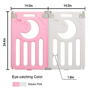 Baby Playpen, Dripex Upgrade Foldable Kids Activity Centre Safety Play Yard Home Indoor Outdoor Baby Fence Play Pen NO Gaps with Gate for Baby Boys Girls Toddlers (2 Panel - Pink + White)