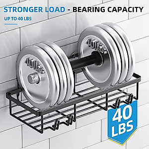 PLEDDANIO Adhesive Shower Caddy - 5 Pack Shower Shelf for Inside Shower, No Drilling Shower Rack with Hooks, Large Capacity Bathroom Accessories Organizer, No Drilling Wall Mounted Rack
