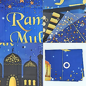 PTFNY Ramadan Mubarak Backdrop Banner 71 x 43 Inch Large Size Muslim Eid Mubarak Backdrop Background Party Decorations Supplies Muslim Ramadan Photo Booth Props