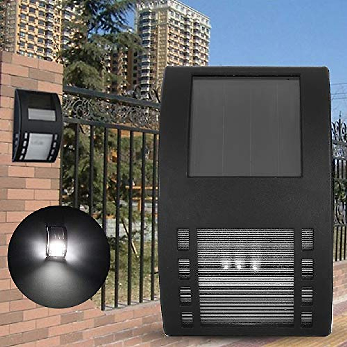 CUTULAMO Solar Wall Lamp, Light-Control Wide Angle Induction LED Solar Light Outdoor Wall Lamp Energy Saving Yard Light for Home Decoration for Garden Yard Outdoor