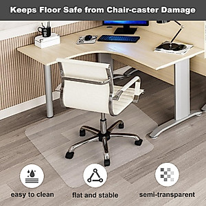 Chair Mat for Hardwood Floor - 47.5" x 35.5" Office Chair Mat with Lip. Hard Floor Protector for Rolling Chairs on Hard Wood and Tile Floors, Desk Chair Mat for Office Gaming Computer Desk Chair