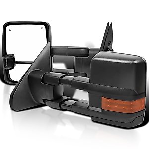 Spec-D Tuning Black Power Heated BSM Tow Mirrors w/Amber LED Signals Compatible with 2007-2021 Toyota Tundra, 2008-2017 Toyota Sequoia