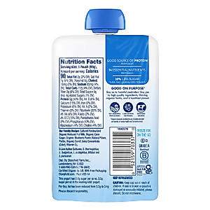 Stonyfield Organic Kids Blueberry Lowfat Yogurt, 3.5 oz. Pouch, Single Serve – Includes Live Active Cultures