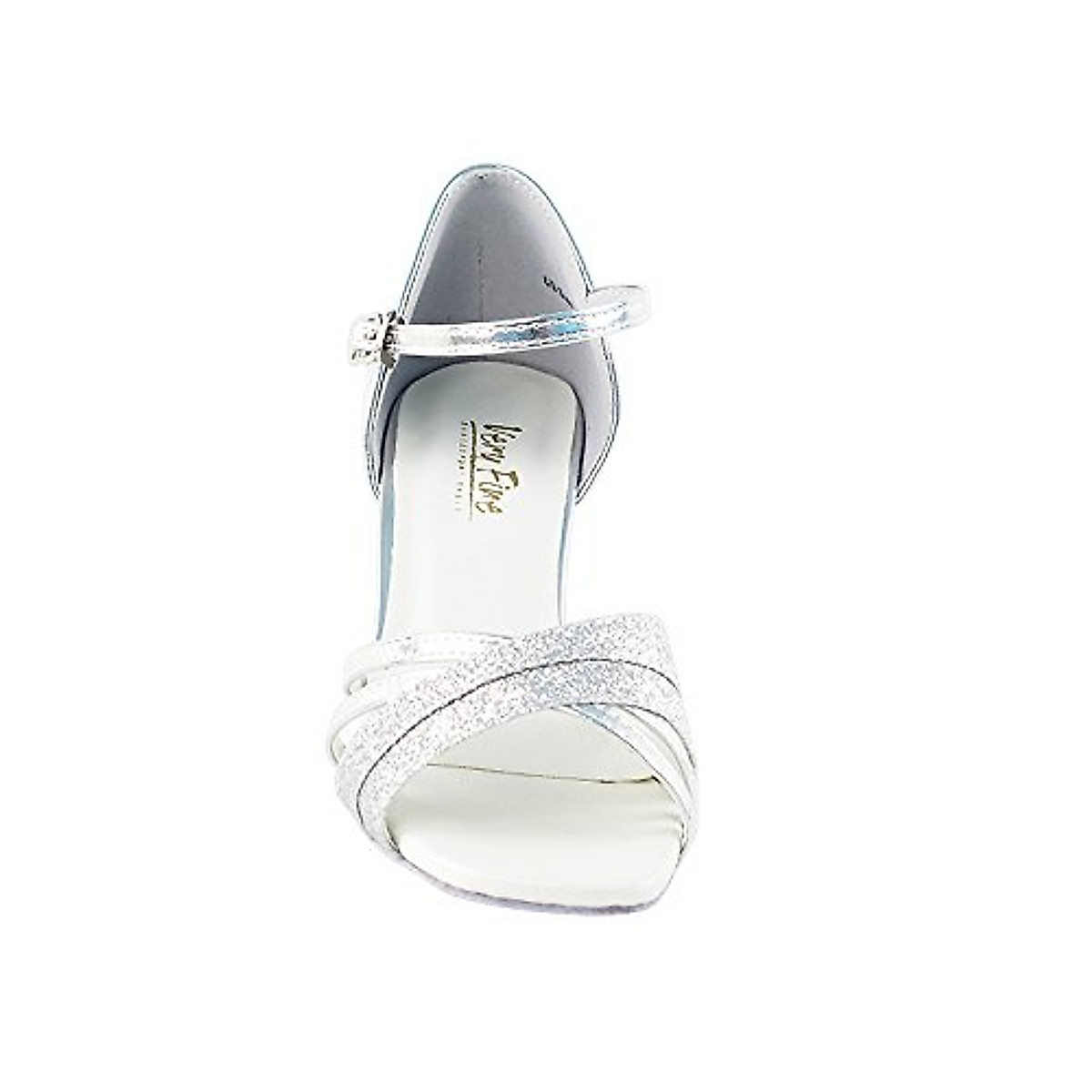 Very Fine Dancesport Shoes - Women's Latin, Rhythm, Salsa Ballroom Dance Shoes - 6030-2.5 inch Heel & Heel Protectors (Silver Stardust & Silver Leather, Size 8.5)