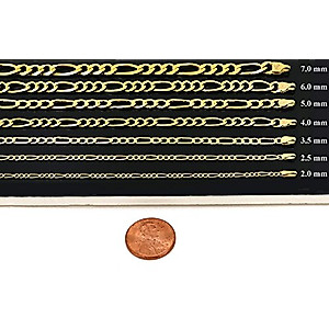 Yellow Gold Hollow Figaro Chain Real 10K Necklace 16" to 24", 2.5MM (20)