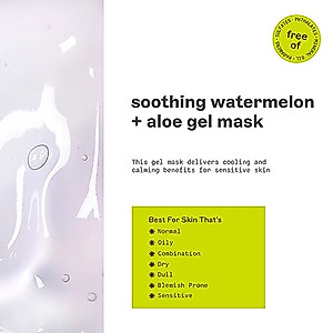 Freeman Soothing Watermelon & Aloe Gel Facial Mask, Hydrates, Nourishes, & Soothes Irritated Skin, Cooling, Calming Gel Face Mask, For Sensitive & Break-Out Prone Skin, 6 fl.oz. Tube, 1 Count