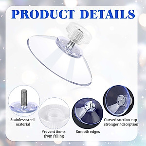 12 PCS Suction Cups, 40mm Strong Suction Cup with M5 Metal Screw Rods and Nuts Clear PVC Heavy Duty Suction Cup Holder Plastic Sucker Pads Without Hooks for Bathroom Wall Door Glass Window Car Shade