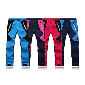 CATERTO Youth Snow Pants with Reinforced Knees and Seat,Warm Climbing Trousers For Boys and Girls Blue S