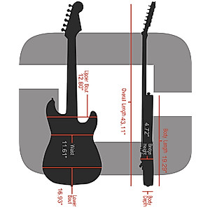 Crossrock Wooden Guitar Case Fits 335 Style 6-String Semi-Hollow Electric Guitars- Stainless Steel Latches, Sponge Lining, Metal Feet, Storage Space-Black (CRW620SABK)