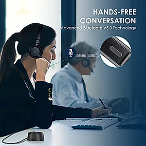 Mopchnic Bluetooth Headset, Wireless Headset with Upgraded Microphone AI Noise Canceling, On Ear Bluetooth Headset with USB Dongle for Office Call Center Skype Zoom Meeting Online Class Trucker