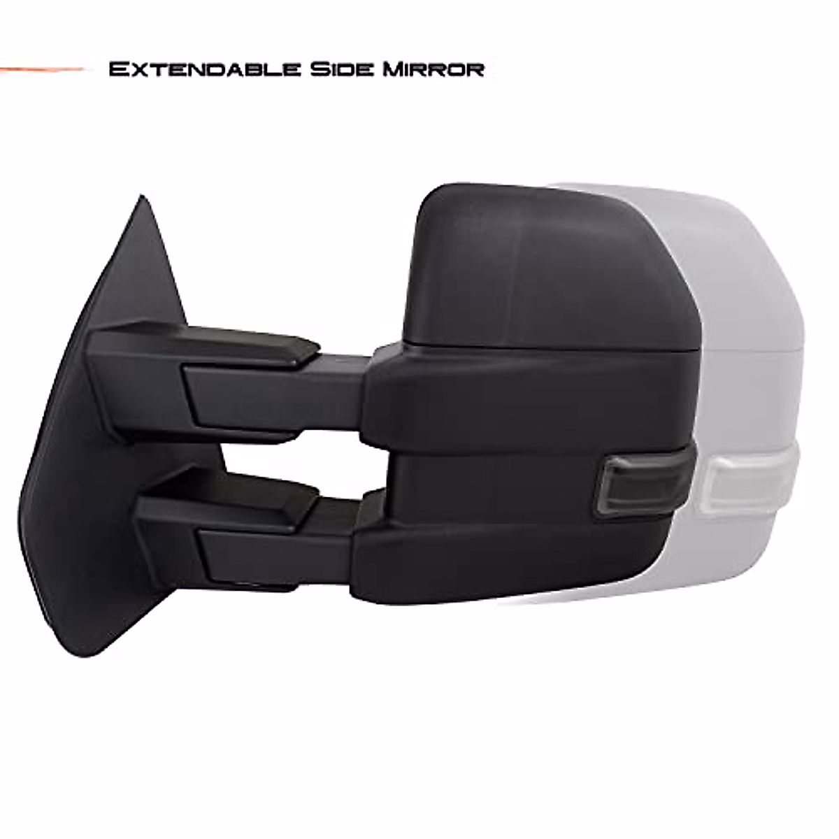 AKKON - For 07-14 Ford F150 Pair of Power + Heated + Turn Signal + Puddle Lamp + Manual Extendable Black Towing Side Mirrors