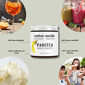 Vanilla Bean Paste - Native Vanilla - All Natural Pure Vanilla Bean Paste - Made with Organic Agave Syrup - For Cooking, Baking & Desserts - 100% Vegan & Kosher - Non-GMO & Gluten-Free - 4 oz