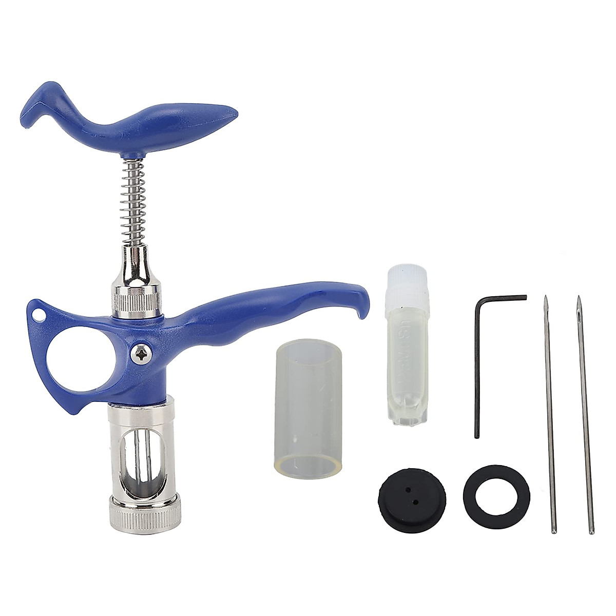 Jeanoko Livestock Syringe Chicken Pox Needle Type 136 5ml Syringe Stainless Steel Chicken Pox Vaccine Syringe Inoculator for Home Farm