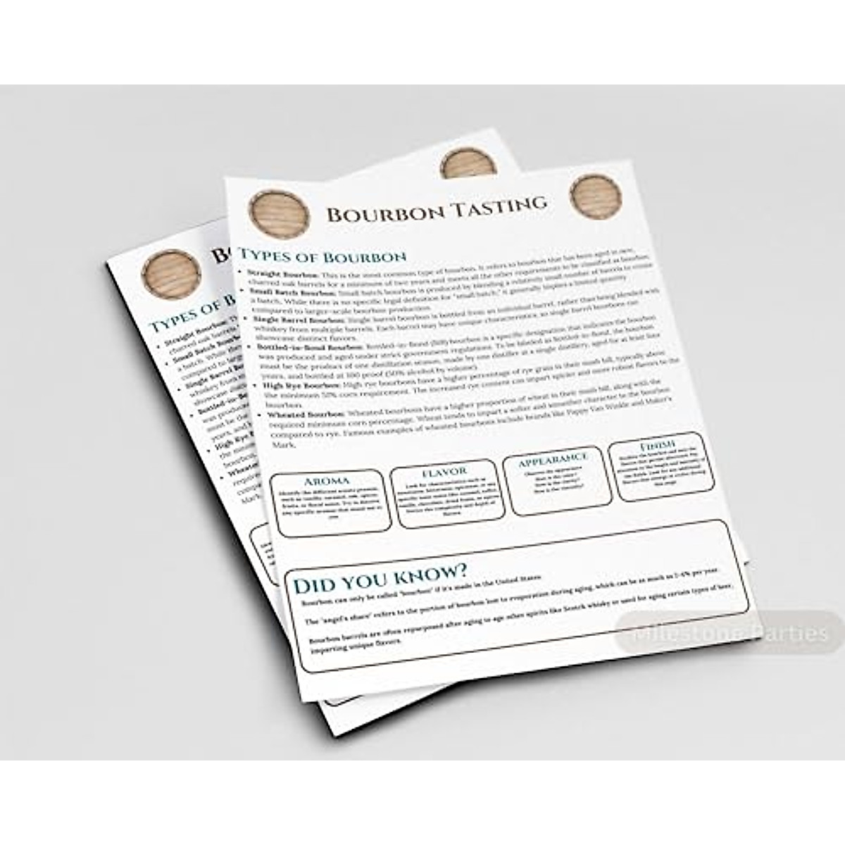 Bourbon flight tasting mat and guide sheet. Bourbon tasting guide for bourbon party. Bourbon placemats, Bourbon lover. Bachelor party games for bourbon party