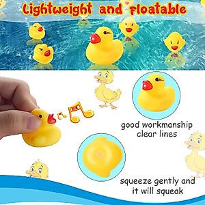 100 PCS Mini Rubber Duck Float Ducks Ribbon Bath Ducks Bulk Breast Pancreatic Cancer Mental Health Ducks Bathtub Toys Bulk Rubber Ducks for Cancer Awareness Pool Decorations(Funny,Yellow)