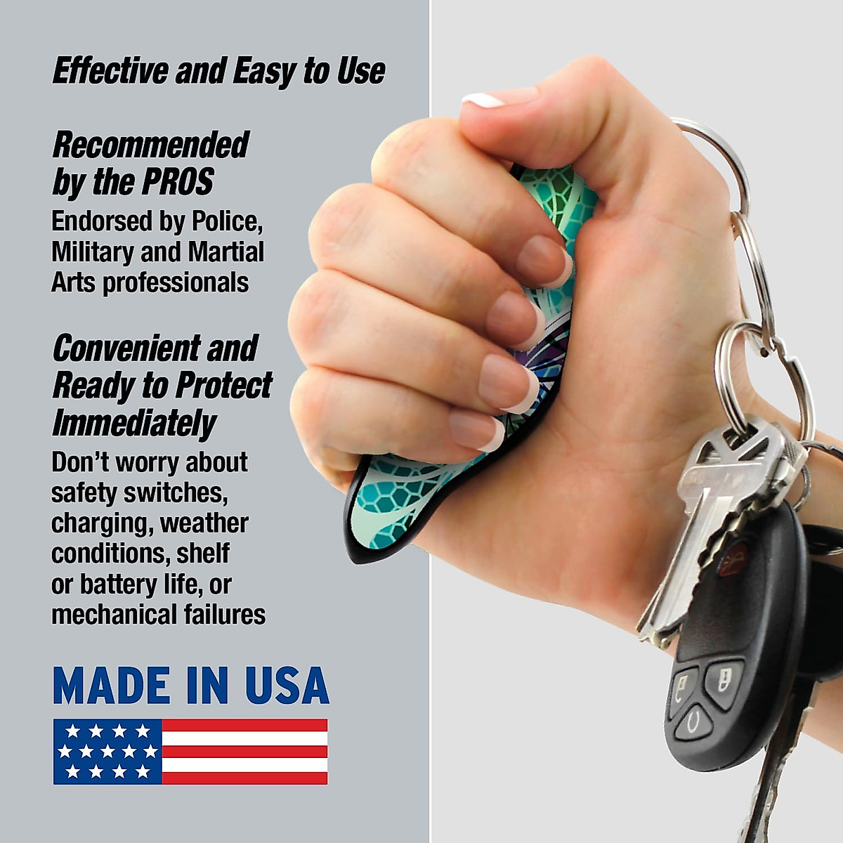 MUNIO Self Defense Keychain Kit – Personal Safety Device, Portable and Legal for Airplane Travel, TSA Approved, Made in the USA (Butterfly Glass)