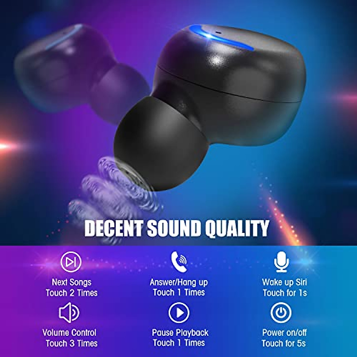 New Wireless Earbuds Bluetooth Headphones Touch Control with Wireless Charging Powerbank Case IPX7 Waterproof Stereo Earphones in-Ear Premium Sound Built-in Mic Headset with LED Display for Sport …