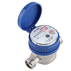 Deosdum Water Flow Meter, Water Meter Copper 1.5M3/H Mechanical Water Meter 15Mm 1/2 Inch Water Flow Gauge Garden Water Flow Meter