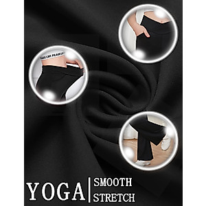 Zaclotre Girls Flare Leggings High Waisted V Crossover Casual Yoga Bell Bottoms with Pockets Pants for Kid Black